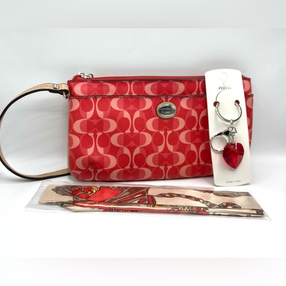 Coach | Bags | Bundle 9 Piece Coach Wristlet Heart Keychain Twilly Hair ...